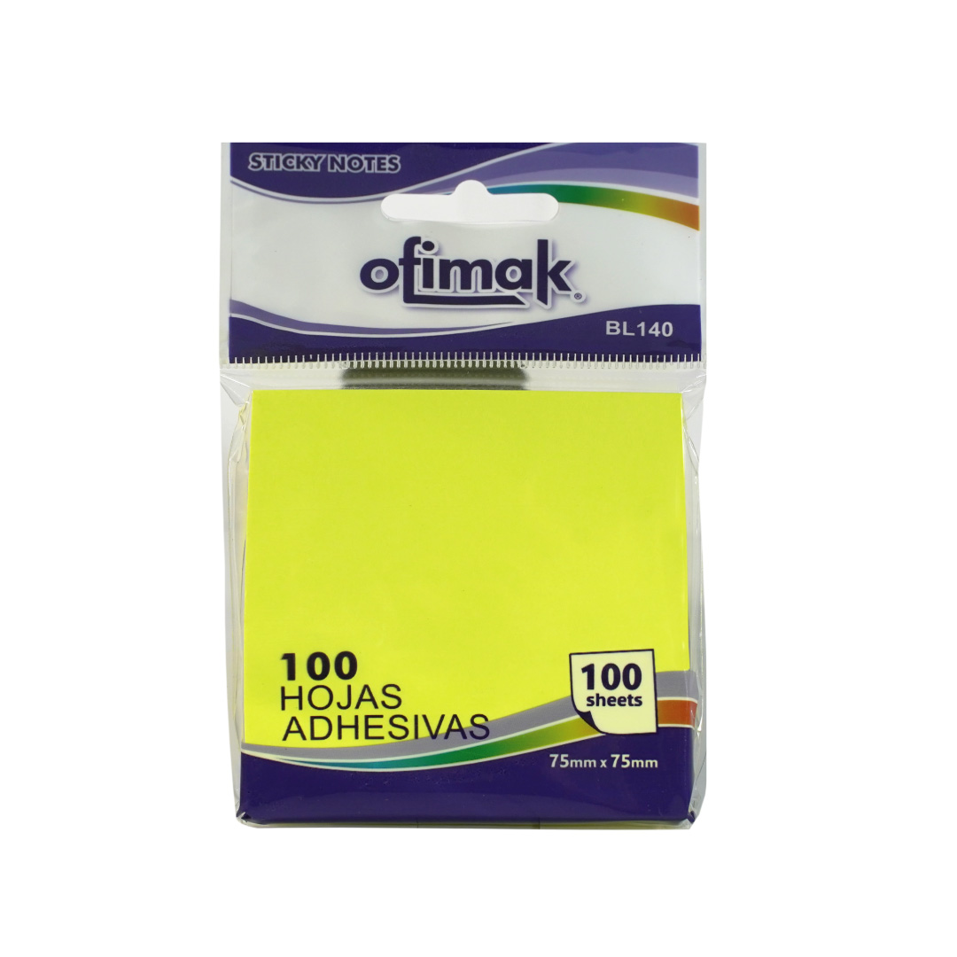 BL140 - Nota Adhesiva Color Amarillo - Ofimak | Artículos de Oficina y ...