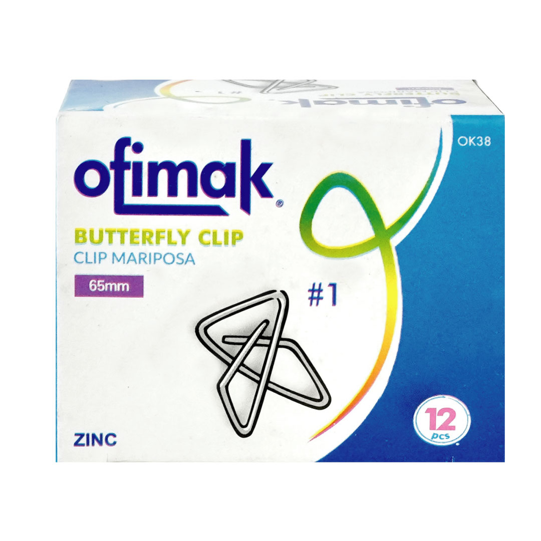 OK38 - Clip Mariposa N°1 - Ofimak | Artículos de Oficina y Útiles Escolares